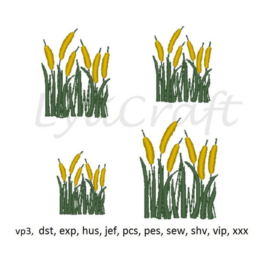 Mini Cattail Grass Embroidery Design, Small Cattails Plant Machine ...