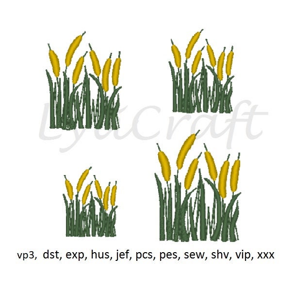 Mini Cattail Grass Embroidery Design Small Cattails Plant - Etsy