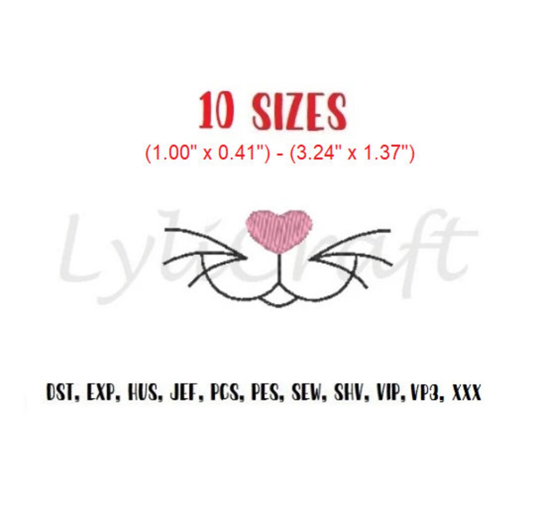 Mini Cat Face Embroidery Design, Small Cat Face Machine Embroidery ...