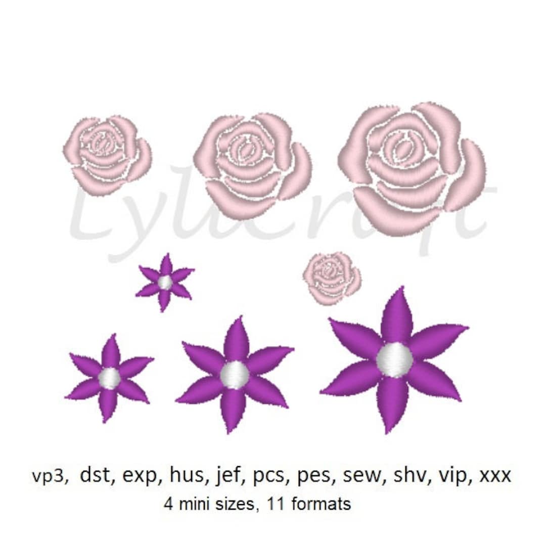 Mini Rose Embroidery Design, Small Rose Machine Embroidery Designs ...