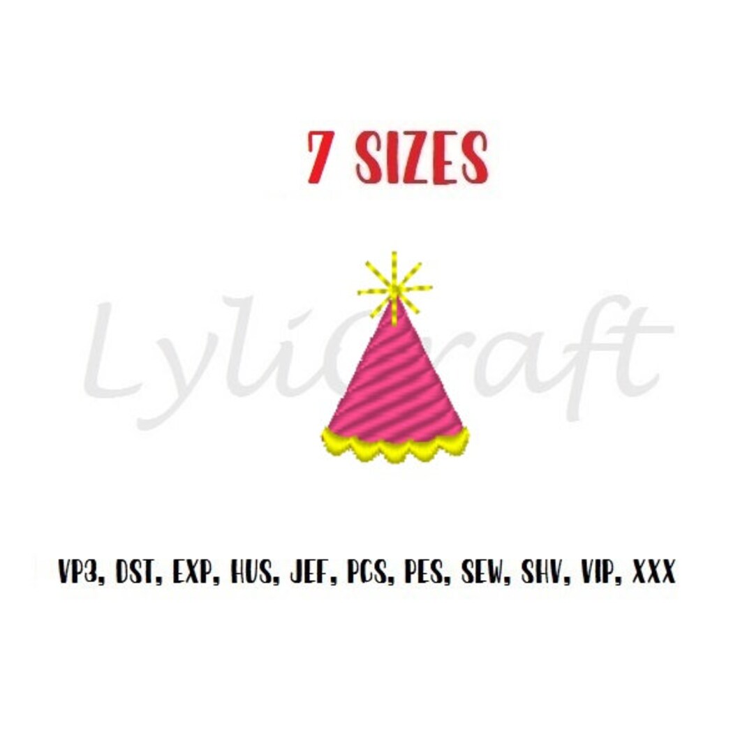Mini Hat Embroidery Design, Small Hat Machine Embroidery Designs, Party ...