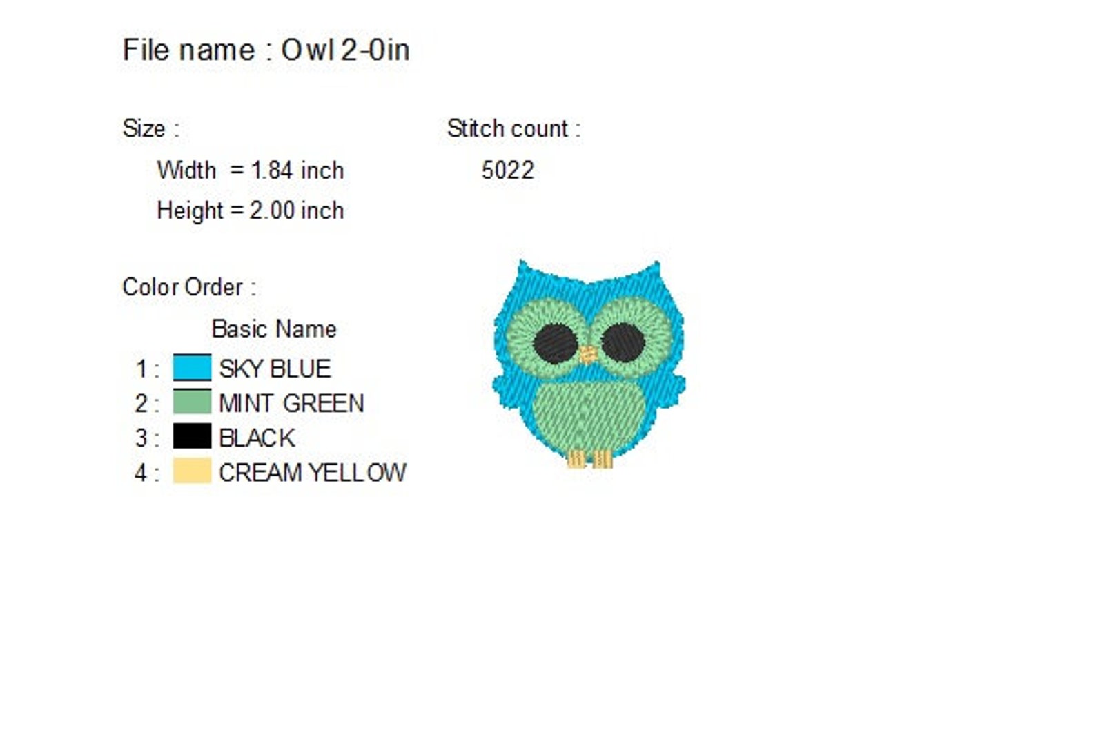 Mini Owl Embroidery Design, Small Owl Machine Embroidery Designs, Bird ...