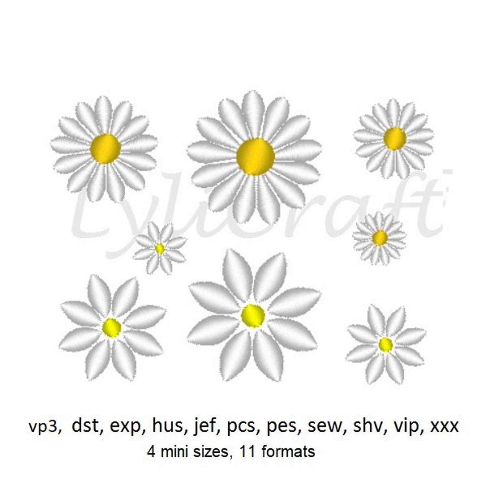 2 Designs Mini Daisy Embroidery Design Flower Machine - Etsy