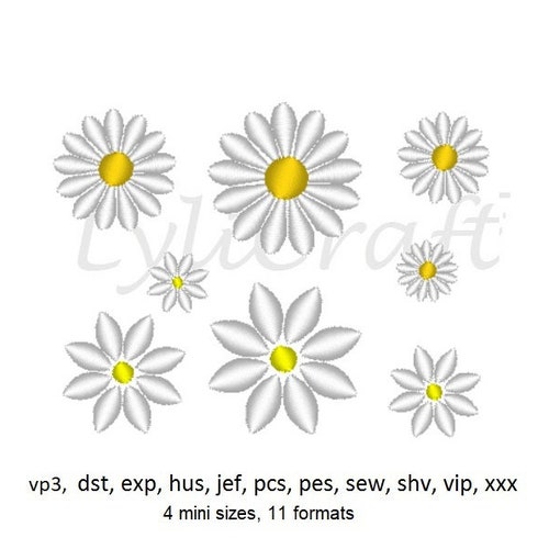 2 Designs Mini Daisy Embroidery Design Flower Machine - Etsy