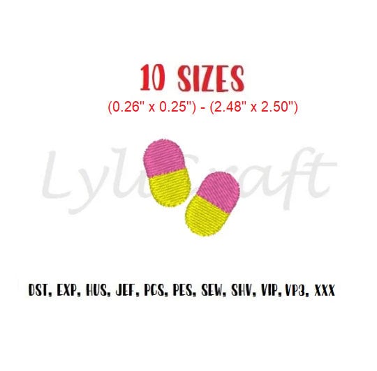 Mini Pill Embroidery Design, Small Pill Machine Embroidery Designs ...