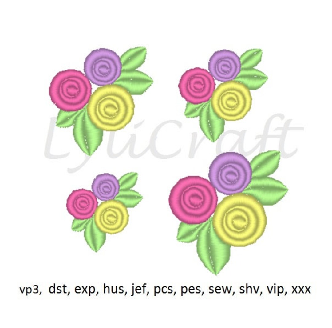 Mini Rose Embroidery Design, Small Rose Machine Embroidery Design ...