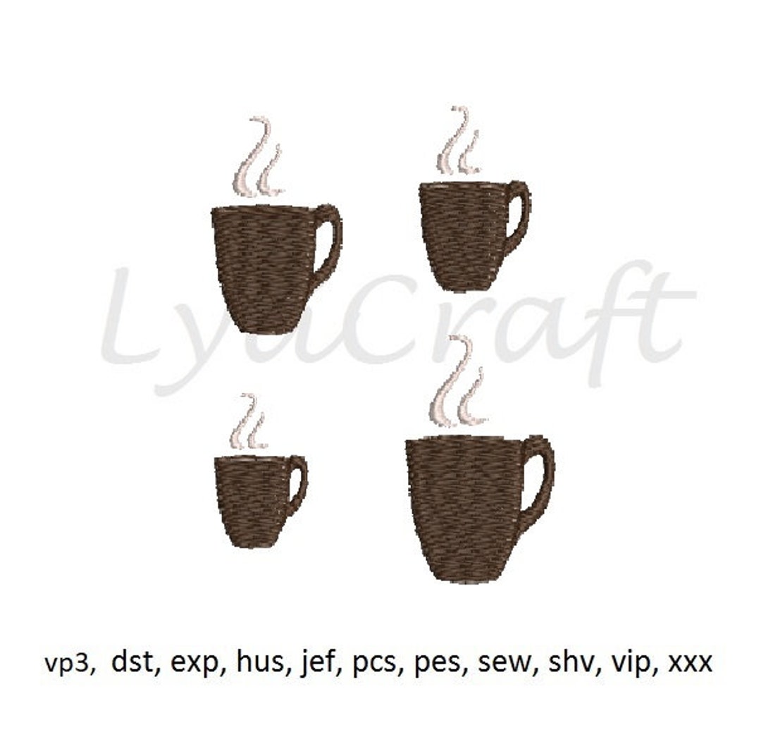 Mini Hot Coffee Machine Embroidery Design, Coffee Mug Embroidery ...