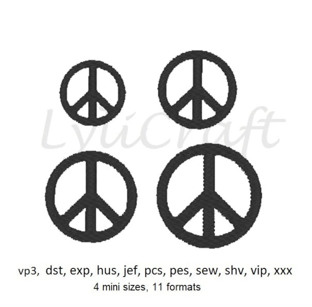 Mini Peace Sign Embroidery Design, Small Peace Sign Machine Embroidery ...