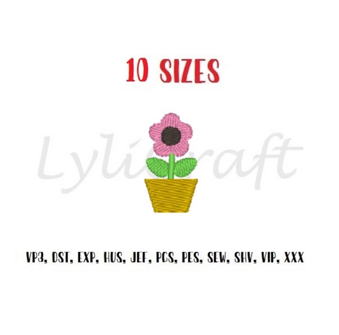 Mini Flower Pot Embroidery Design, Small Flower Pot Machine Embroidery ...