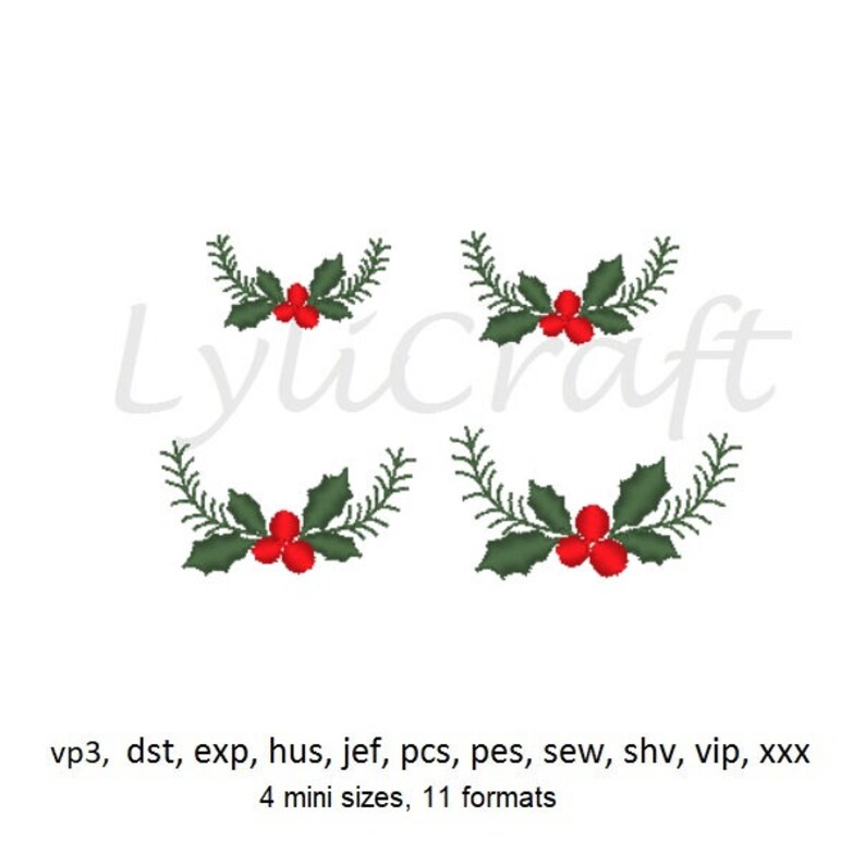 Mini Holly Berry Embroidery Design Small Holly Berry Machine - Etsy