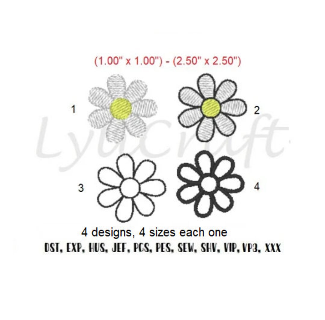 Mini Daisy Embroidery Design, Flower Machine Embroidery Designs, Floral ...