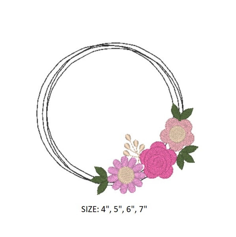 Flower Wreath Embroidery Design, Flower Wreath Machine Embroidery ...