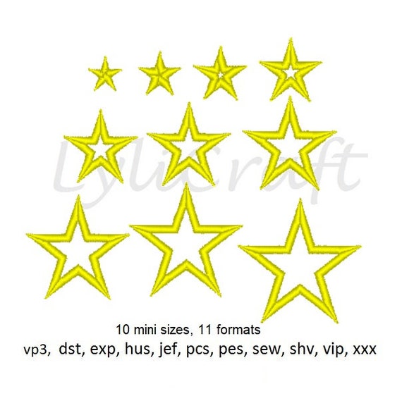 Mini Star Embroidery Design Outline Satin Stitch Machine - Etsy
