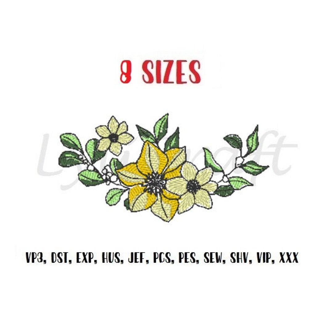 Flower Embroidery Design, Flower Machine Embroidery Designs, Light Fill ...