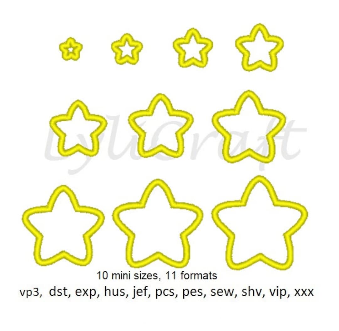 Mini Star Embroidery Design, Small Star Machine Embroidery Designs ...