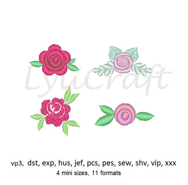 Mini Rose Embroidery Design, Small Rose Machine Embroidery Designs ...