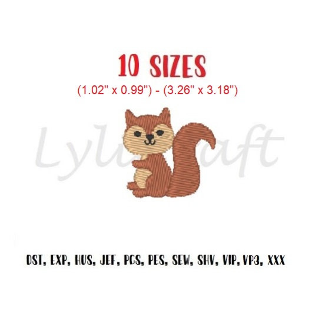 Mini Squirrel Embroidery Design, Small Squirrel Machine Embroidery ...