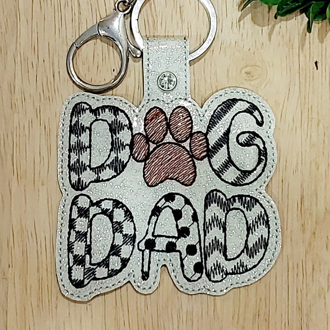 Dog Dad Snap Tab in the Hoop ITH Machine Embroidery Designs, Keychain ...