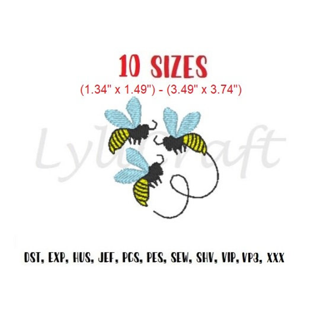 Mini Bee Embroidery Design, Small Bee Machine Embroidery Designs, Bee ...