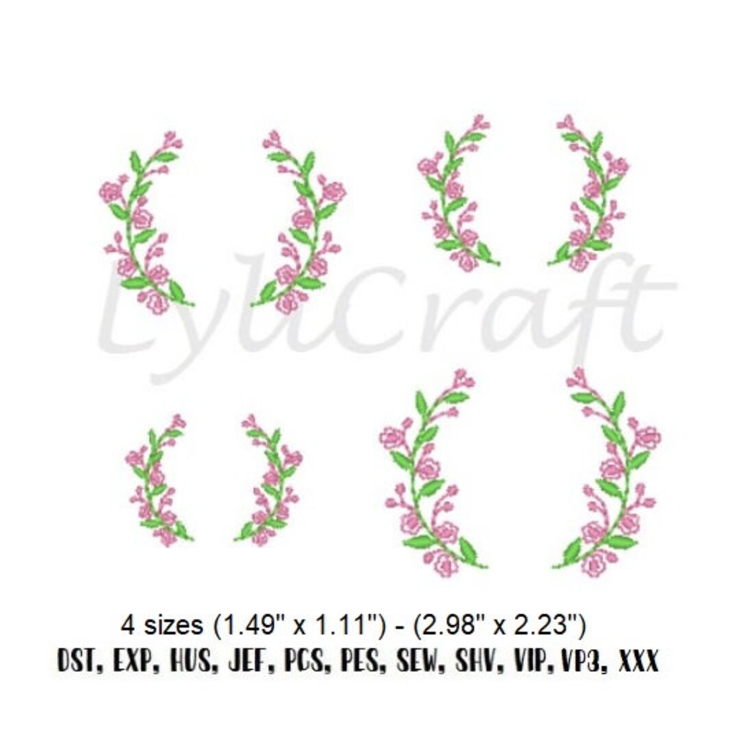 Mini Sakura Wreath Embroidery Design, Small Sakura Wreath Machine ...