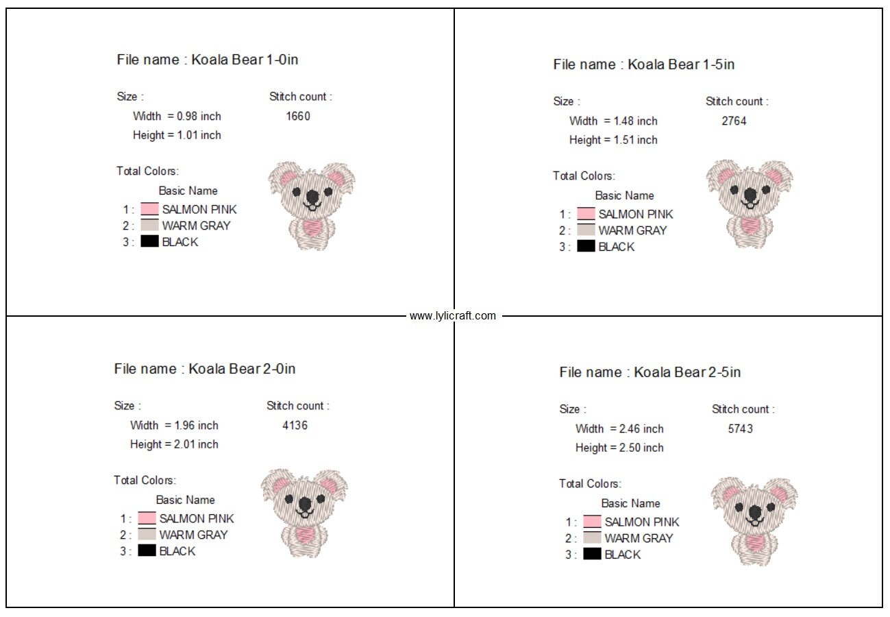 Mini Koala Bear Embroidery Design Koala Embroidery Designs | Etsy