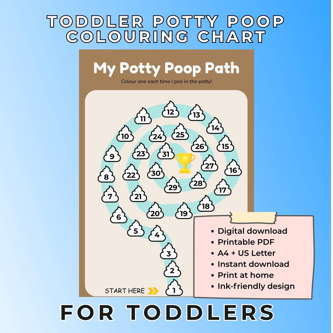 Potty Poop Path Chart Printable | 31 Day Colour-in Toddler Potty Reward ...
