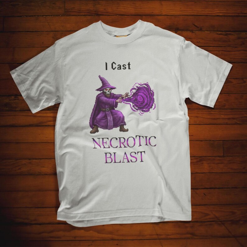 I Cast Necrotic Blast! Pixel Art Dnd Wizard Player T-shirt, Spellcaster ...