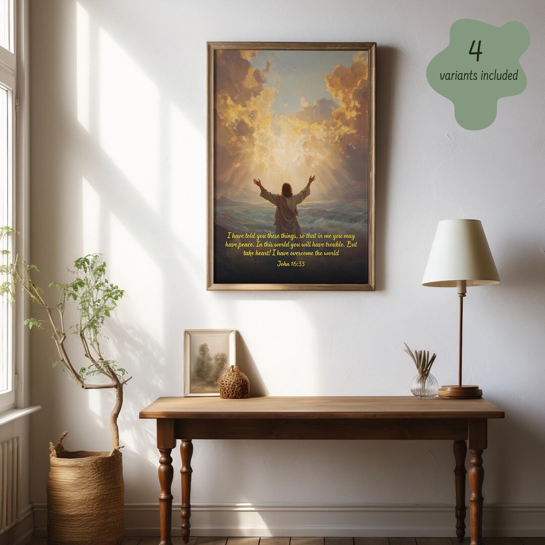 John 16:33 Art Print – Boho Christian Poster “I Have Overcome the World ...