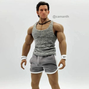 1/ 6th Scale Grey Tank Top Vest Fits 12 Inch Figures E.g. Hot Toys TTM ...