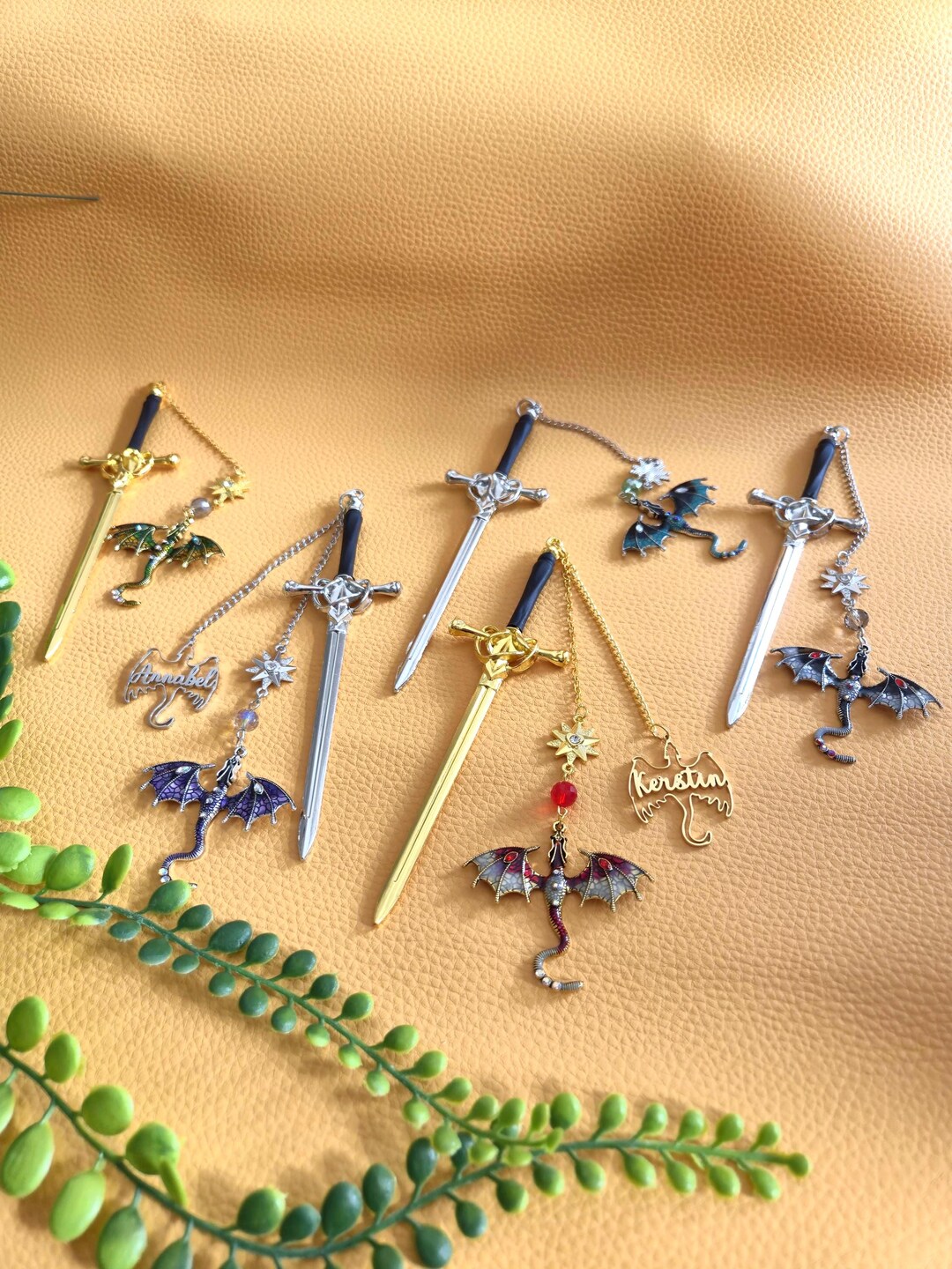 Personalized Dagger Bookmark With Dragon Charm | Fantasy Bookish ...