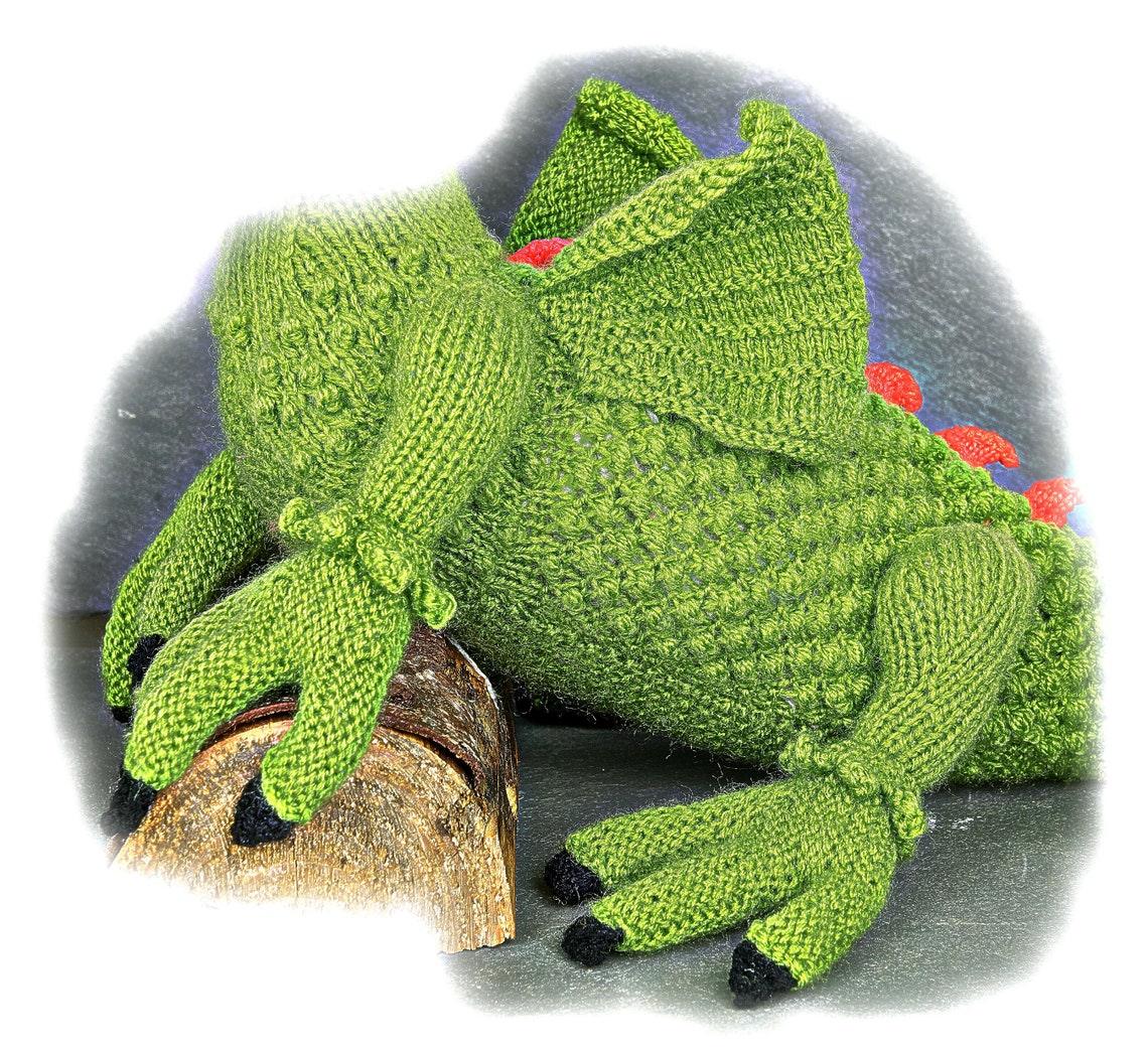 Clarence the Dragon Toy Knitting Pattern by Georgina Manvell - Etsy