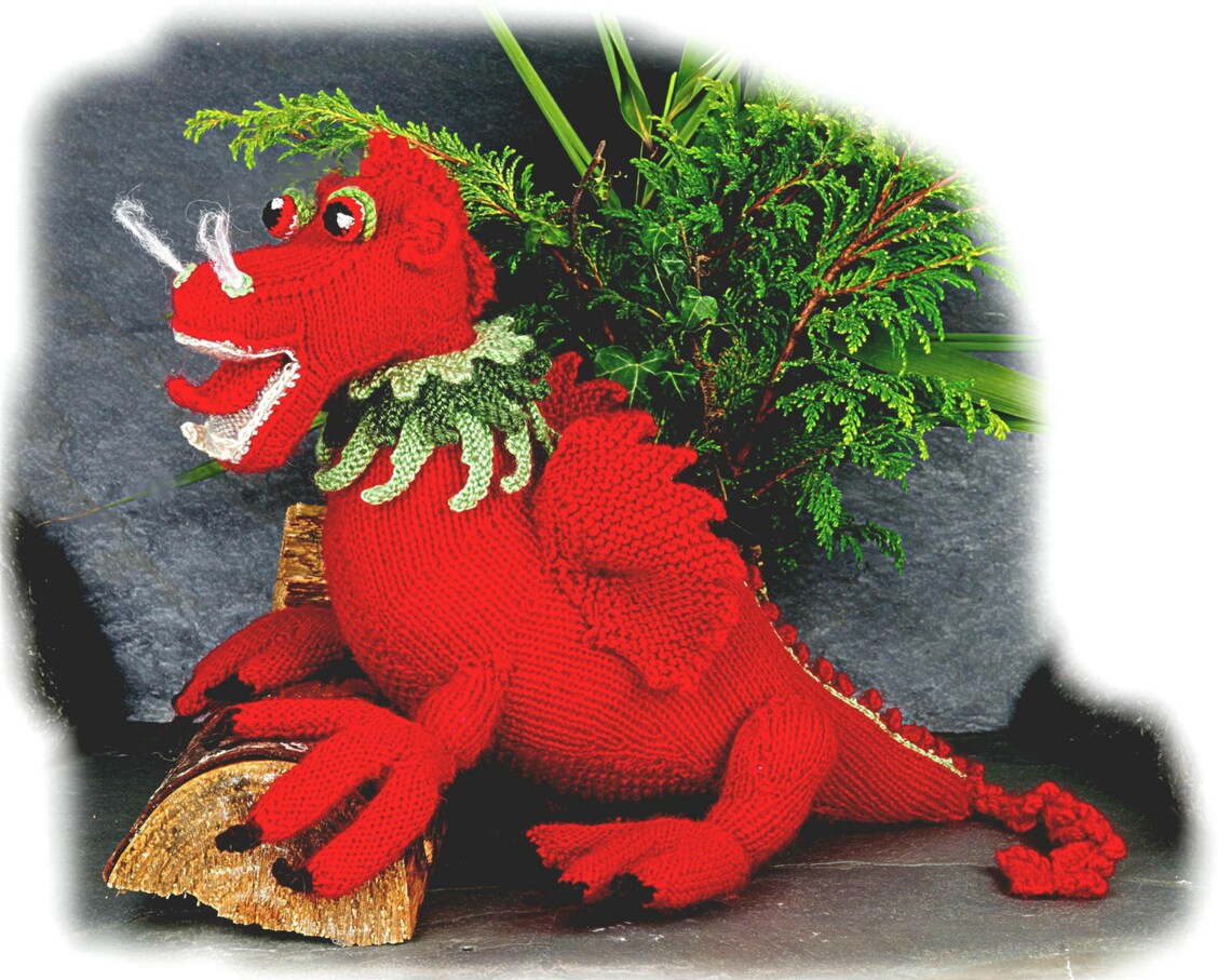 Welsh Red Dragon Toy Knitting Pattern by Georgina Manvell - Etsy