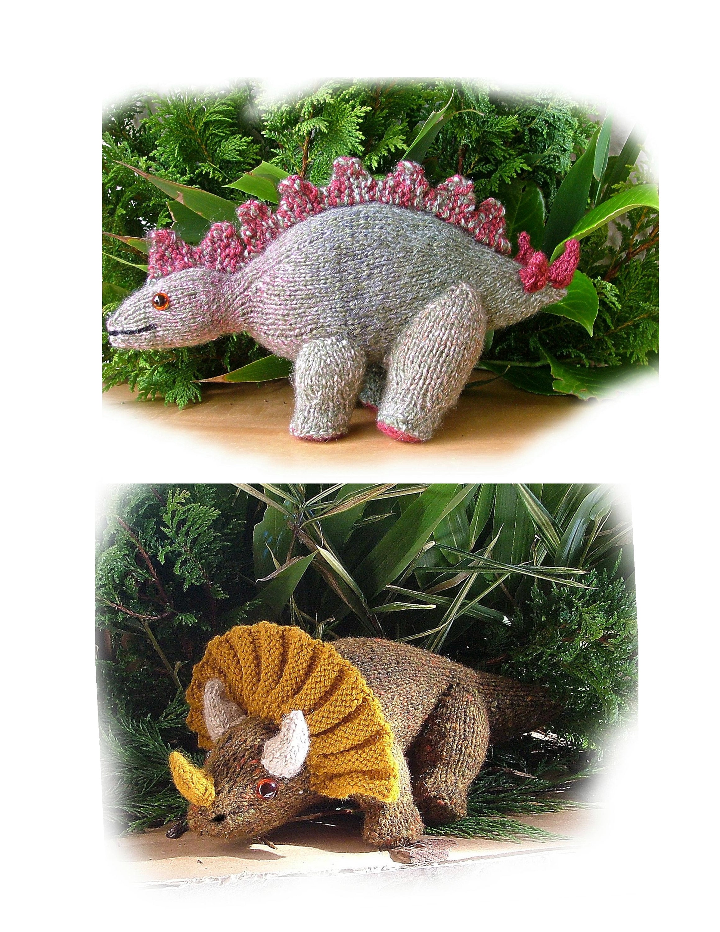 Triceratops and Stegosaurus Dinosaur Knitting Patterns by Georgina ...
