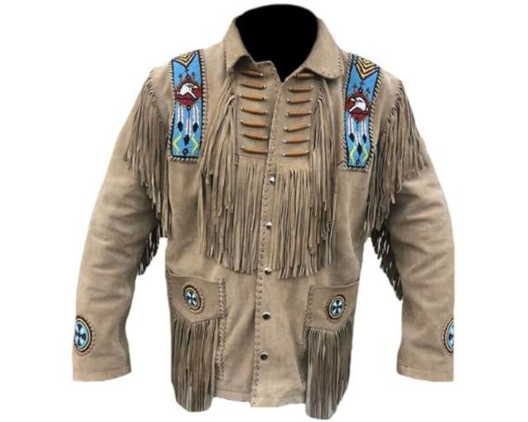 Mens Suede Western Jacket | Vintage Native American Buckskin Cowboy ...