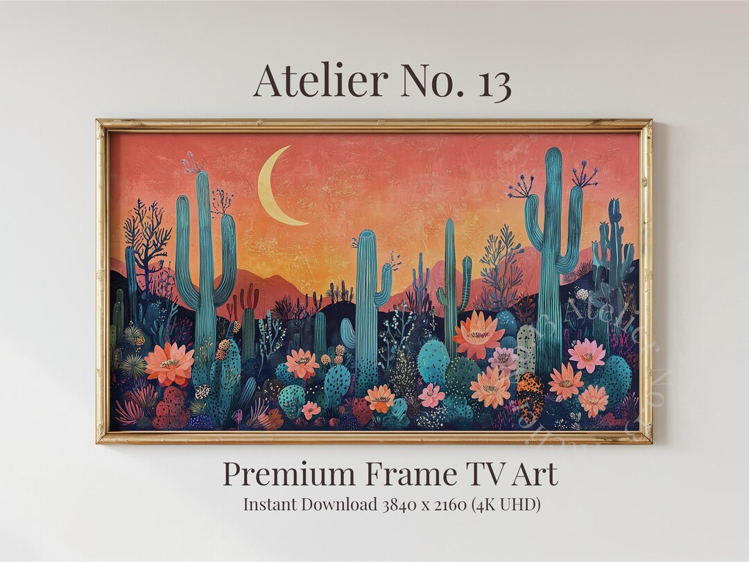 Mexican Frame TV Art, Desert Cactus and Southwestern Landscape, Mexico ...