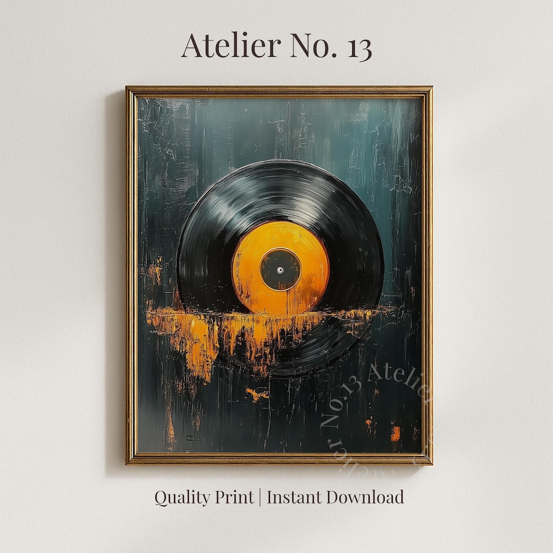 Vintage Vinyl Record Printable Art - Moody Retro Music Wall Decor ...