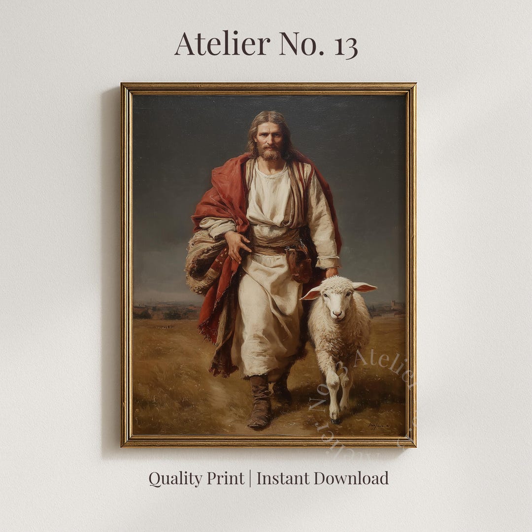 Printable Jesus Christ as Good Shepherd Art, Vintage Religious Wall ...