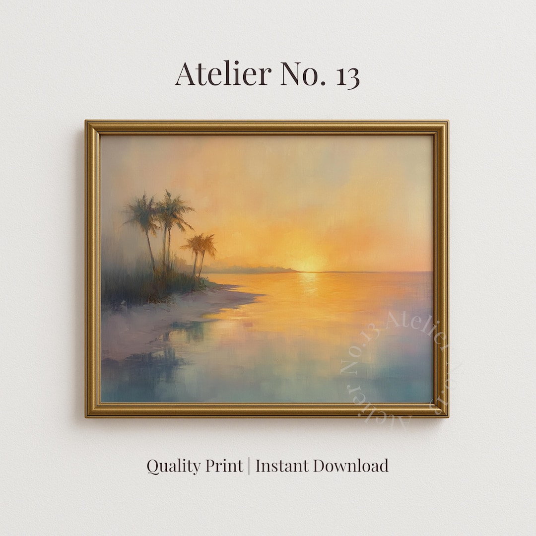 Tropical Sunset Seascape Painting, Coastal Wall Art for Relaxed Decor ...