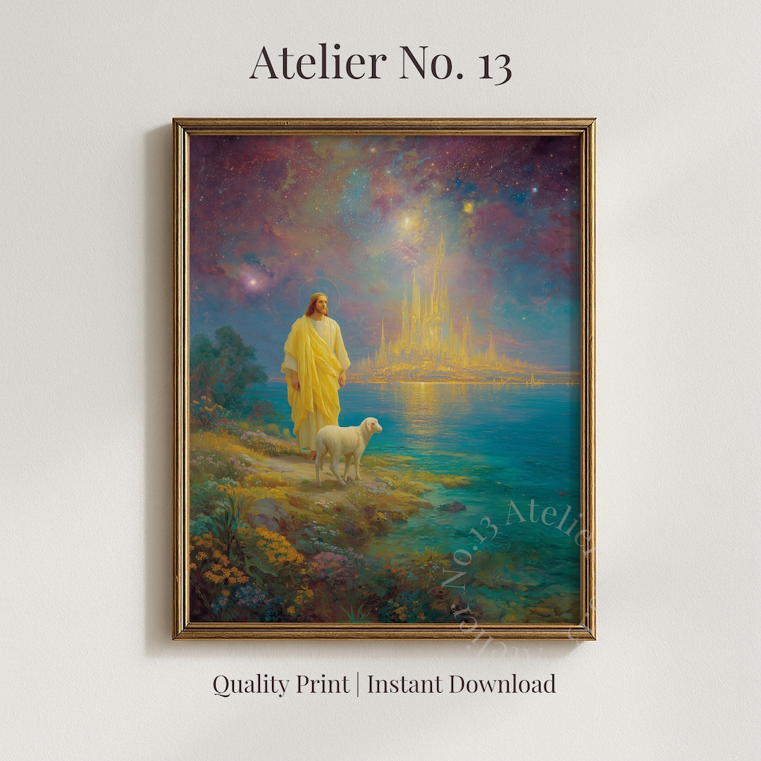 Printable Jesus Christ by Calming Waters - Spiritual Pastoral Scene ...