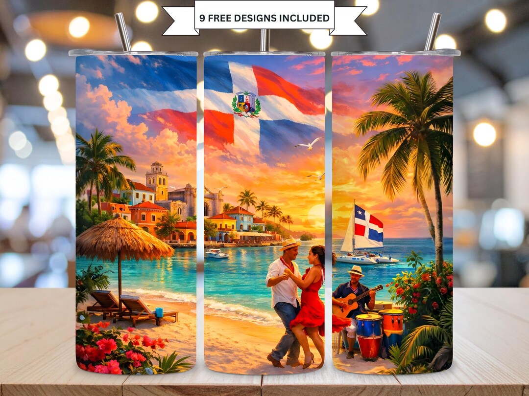 Dominican Republic Tumbler Wrap PNG 20oz Skinny Sublimation Design ...