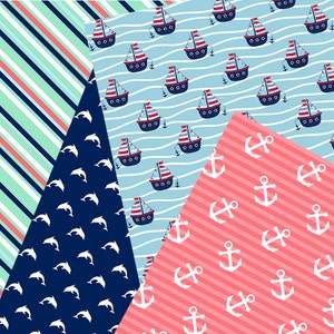 Nautical Scrapbooking Paper Digital Papers Pack Digital - Etsy