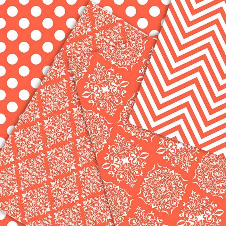 Coral Scrapbook Paper Coral Digital Paper Digital - Etsy