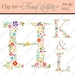 Floral Initials Monogrammed Letters Hand Drawn Floral - Etsy