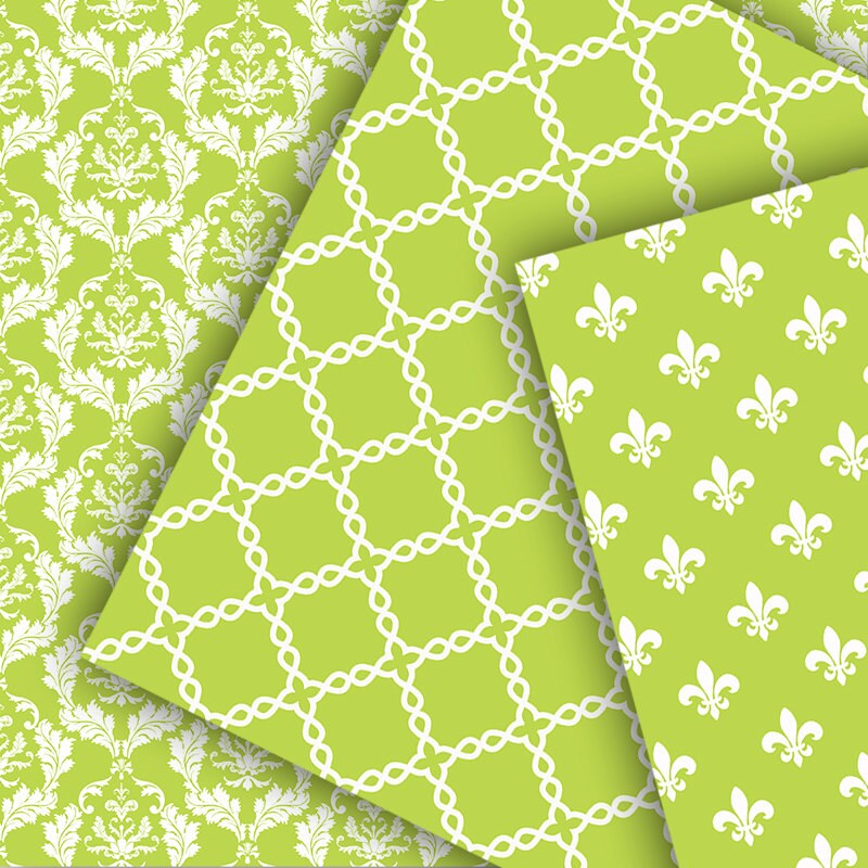 INSTANT DOWNLOAD Lime Green Digital Paper Digital Scrapbook - Etsy