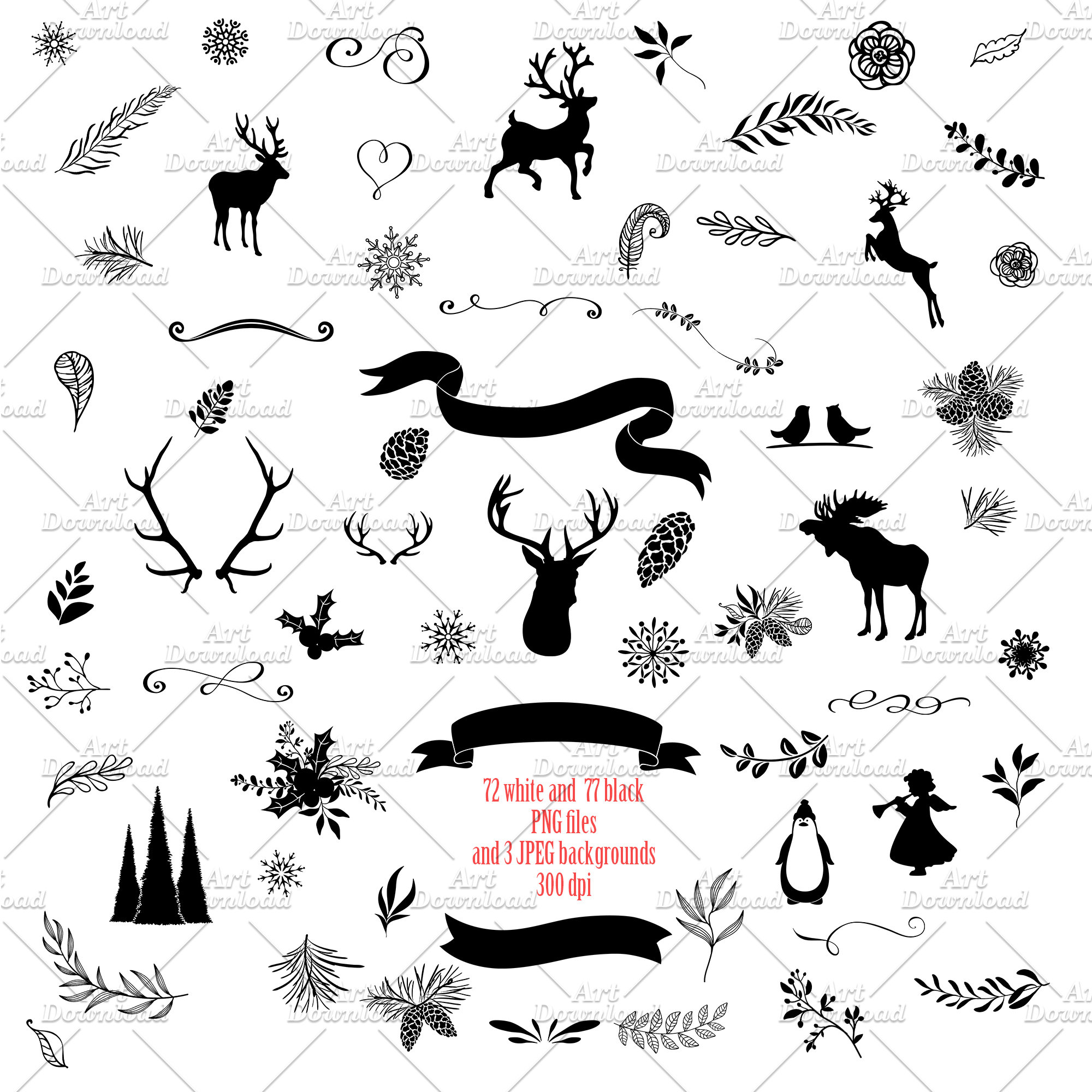 Graphic Christmas pack Christmas Clipart Winter digital clip | Etsy