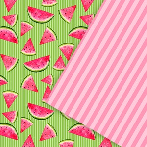 Watermelon Digital Paper - Hand Painted Watercolor Watermelon, Summer ...