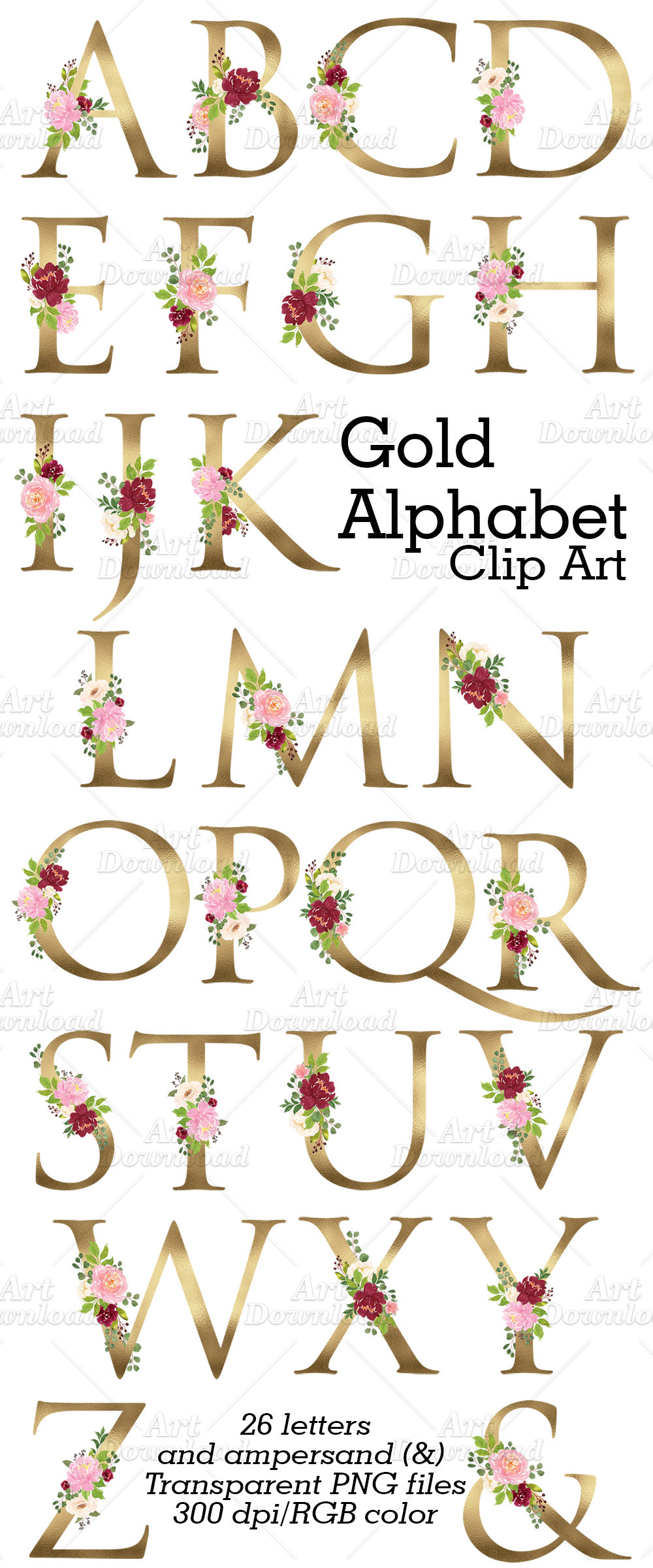 Gold Alphabet Gold Foil Alphabet Clip Art Wedding Alphabet - Etsy