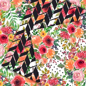 Floral Digital Paper - Autumn Digital Paper, Watercolor Floral, Planner ...