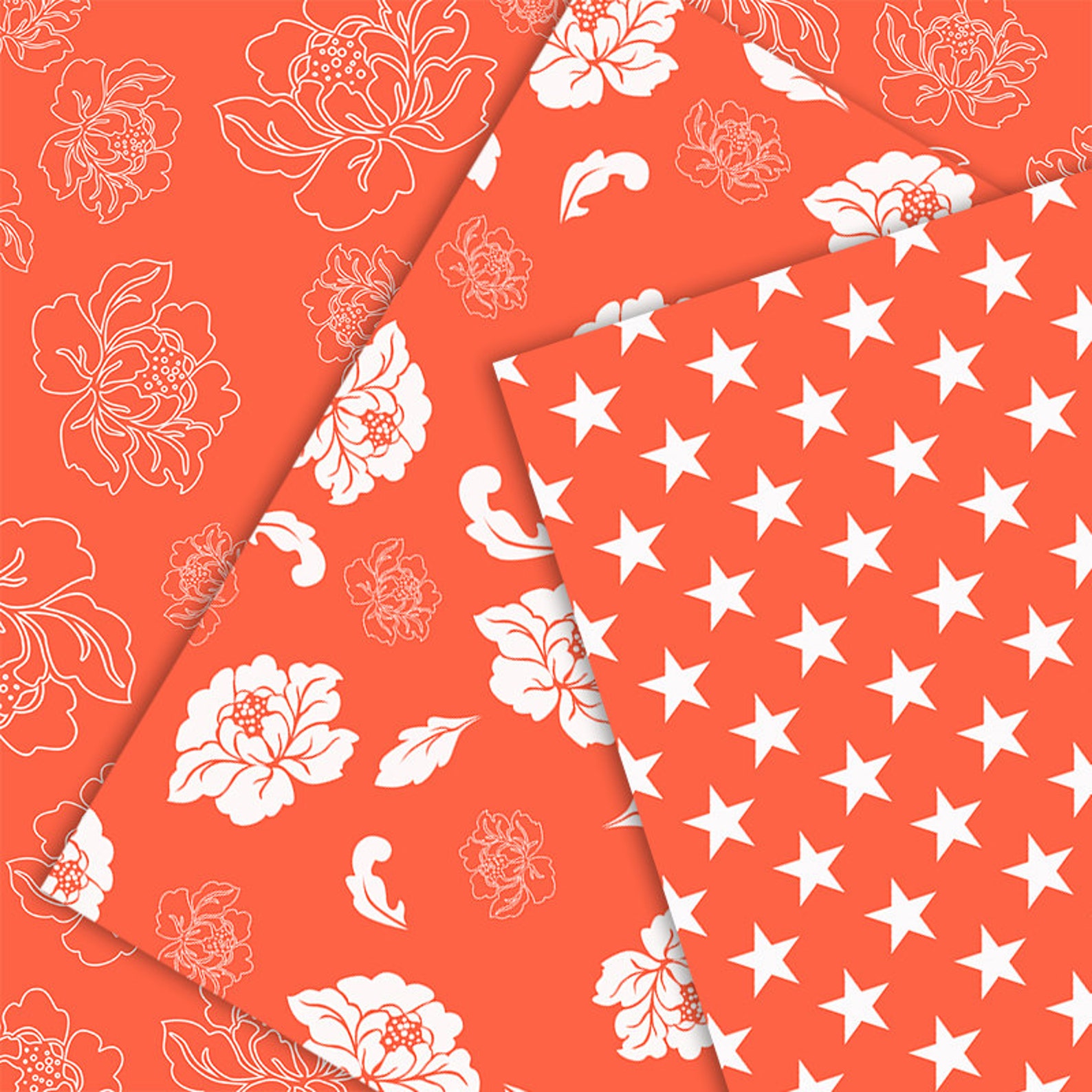 Coral Scrapbook Paper Coral Digital Paper Digital - Etsy