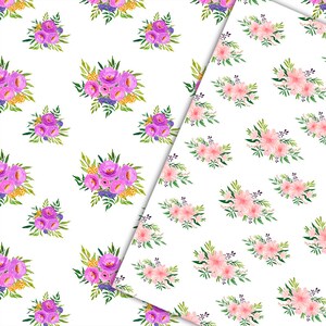 Watercolor Digital Paper - Floral Scrapbooking Paper, Shabby Chic ...